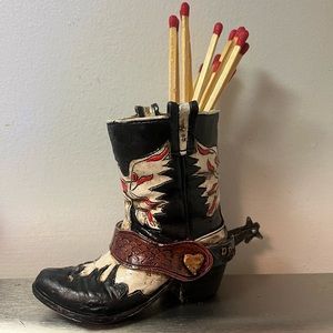 Other | Western Small Ceramic Cowboy Boot Holdervase Collectible | Poshmark